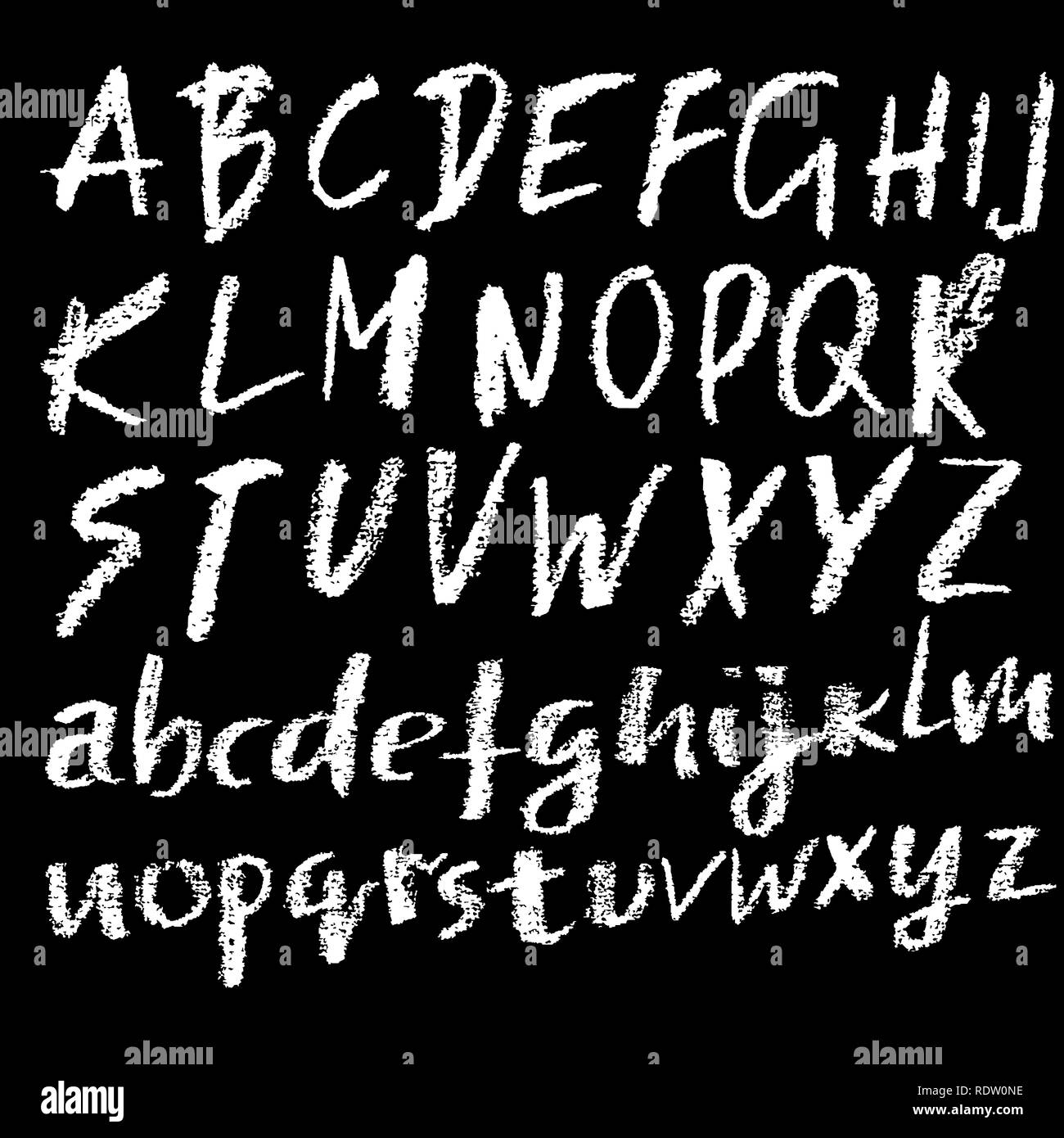 Chalk textured font. Grunge script on chalkboard. Vector calligraphy ...