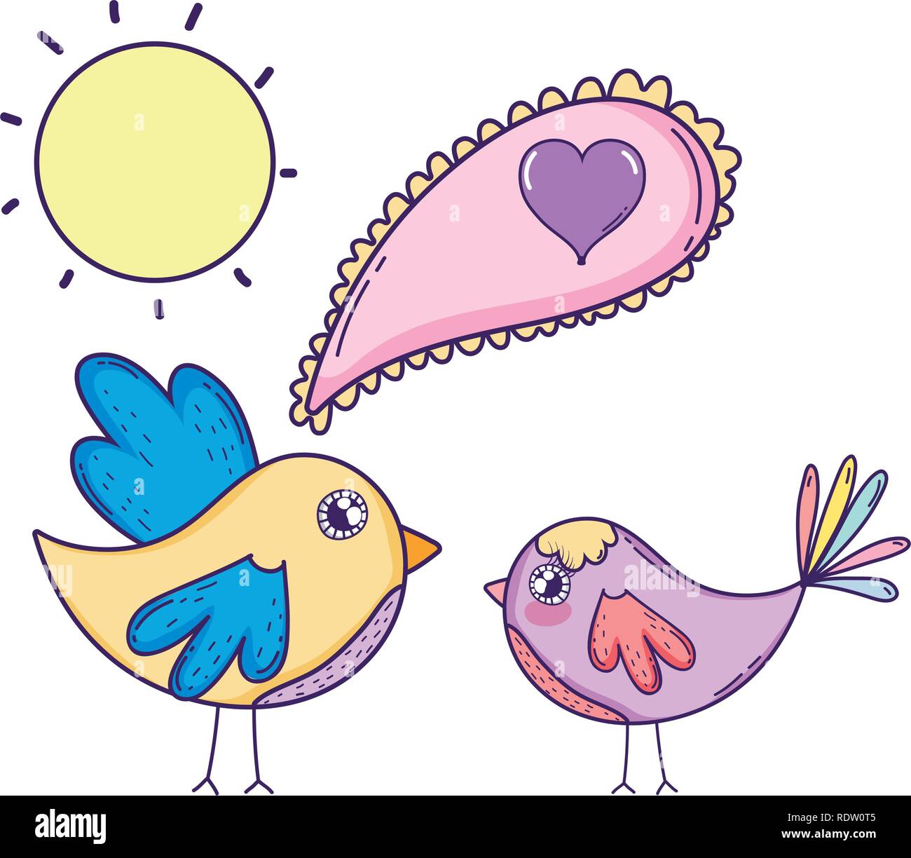 cute little birds couple lovely characters Stock Vector Image & Art - Alamy