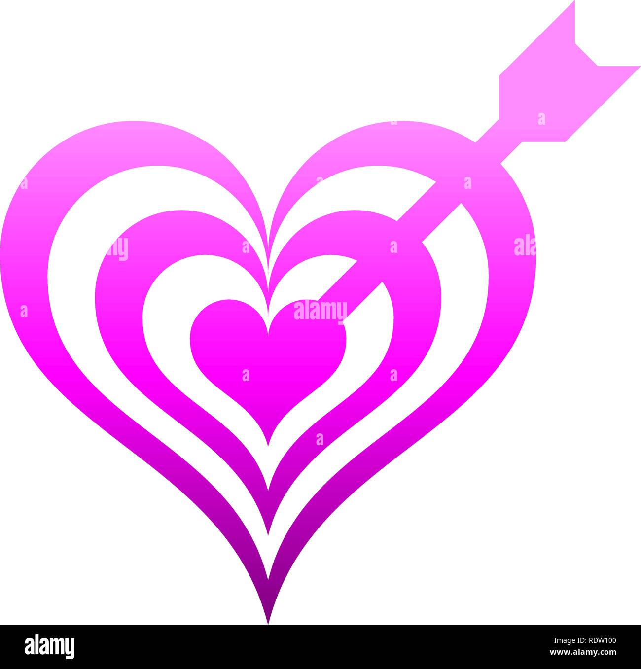 Heart target with arrow symbol icon - purple gradient, isolated ...