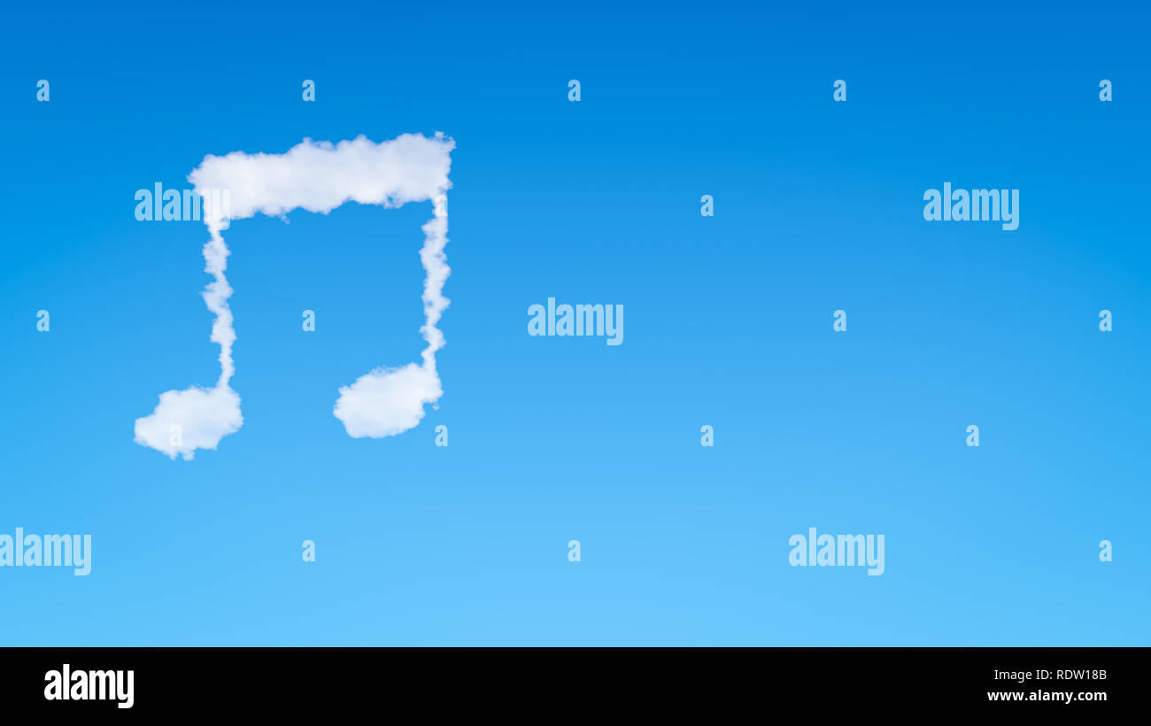 Musical Notes Symbol Shape Cloud in the Blue Sky with Copyspace Stock ...