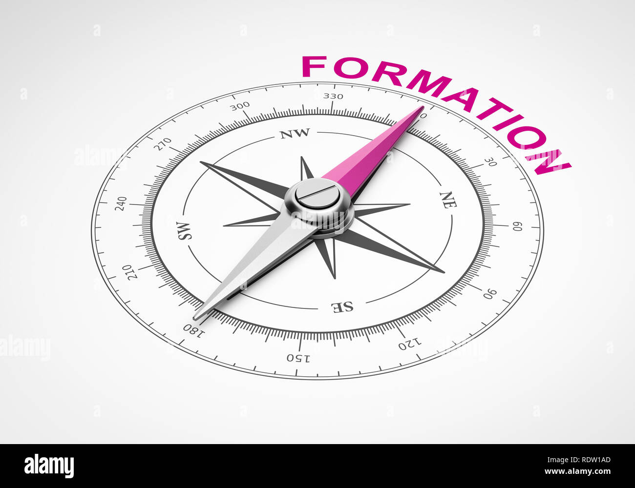 Magnetic Compass with Needle Pointing Purple Formation Word on White ...