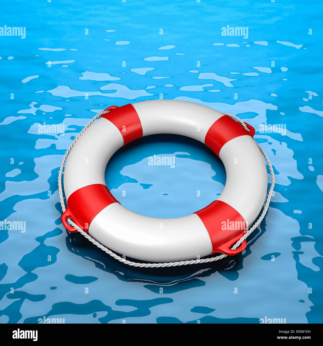 Lifebuoy in the Sea 3D Illustration Stock Photo - Alamy