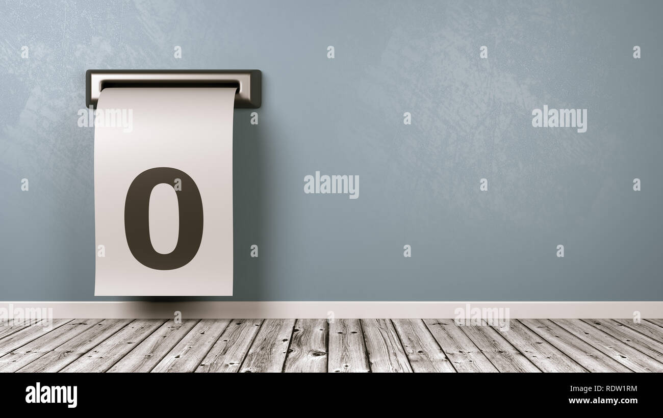 White Ticket Receipt with Zero Number Text Coming Out from the Wall of ...