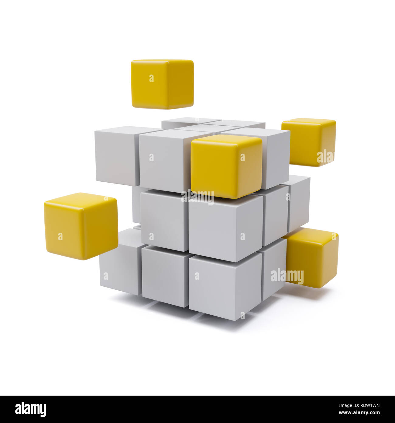 Combining Orange Cubes Building Project Concept 3d illustration Stock ...