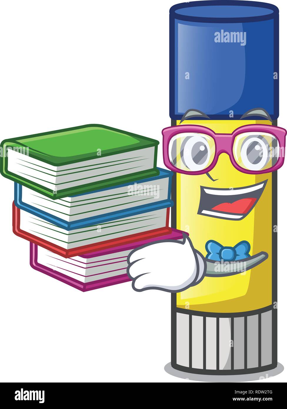 Student with book cute cartoon on the glue stick Stock Vector Image ...