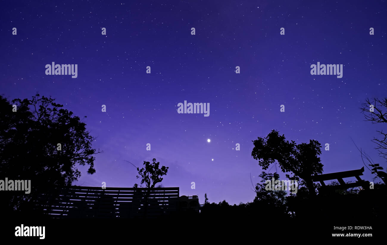 Astronomy Photo of Night Starry Sky Background with Silhouette ...