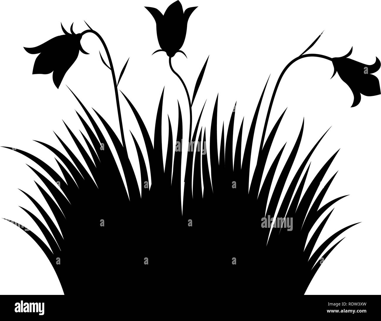 Vector illustration grass and flowers background for design use Stock ...