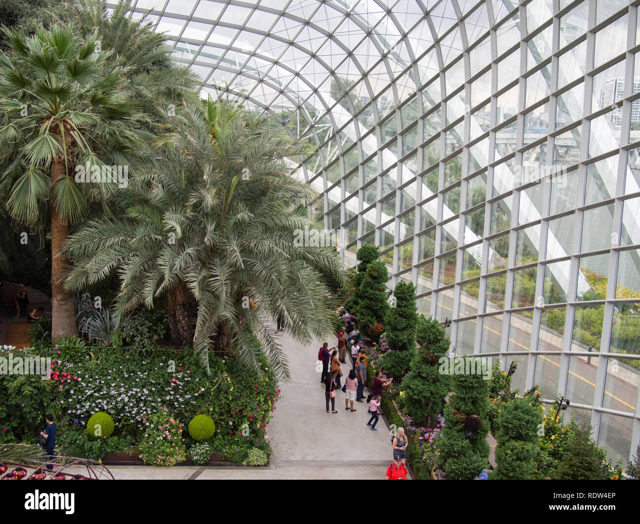 Interior of Flower Dome of Gardens by the Bay in Singapore Stock Photo ...