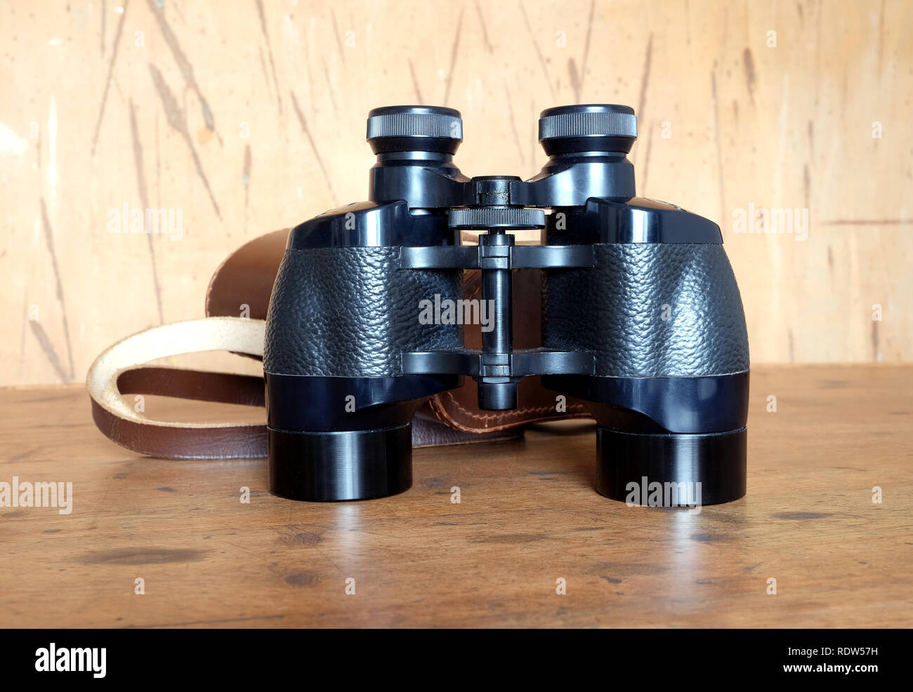 Vintage english military prism black color binoculars and opened brown ...