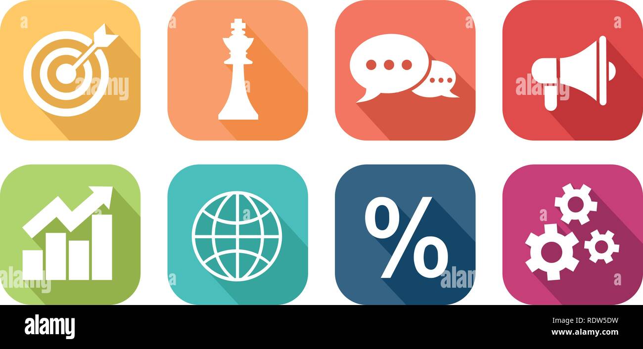 Colorful marketing strategy icons Stock Vector Image & Art - Alamy