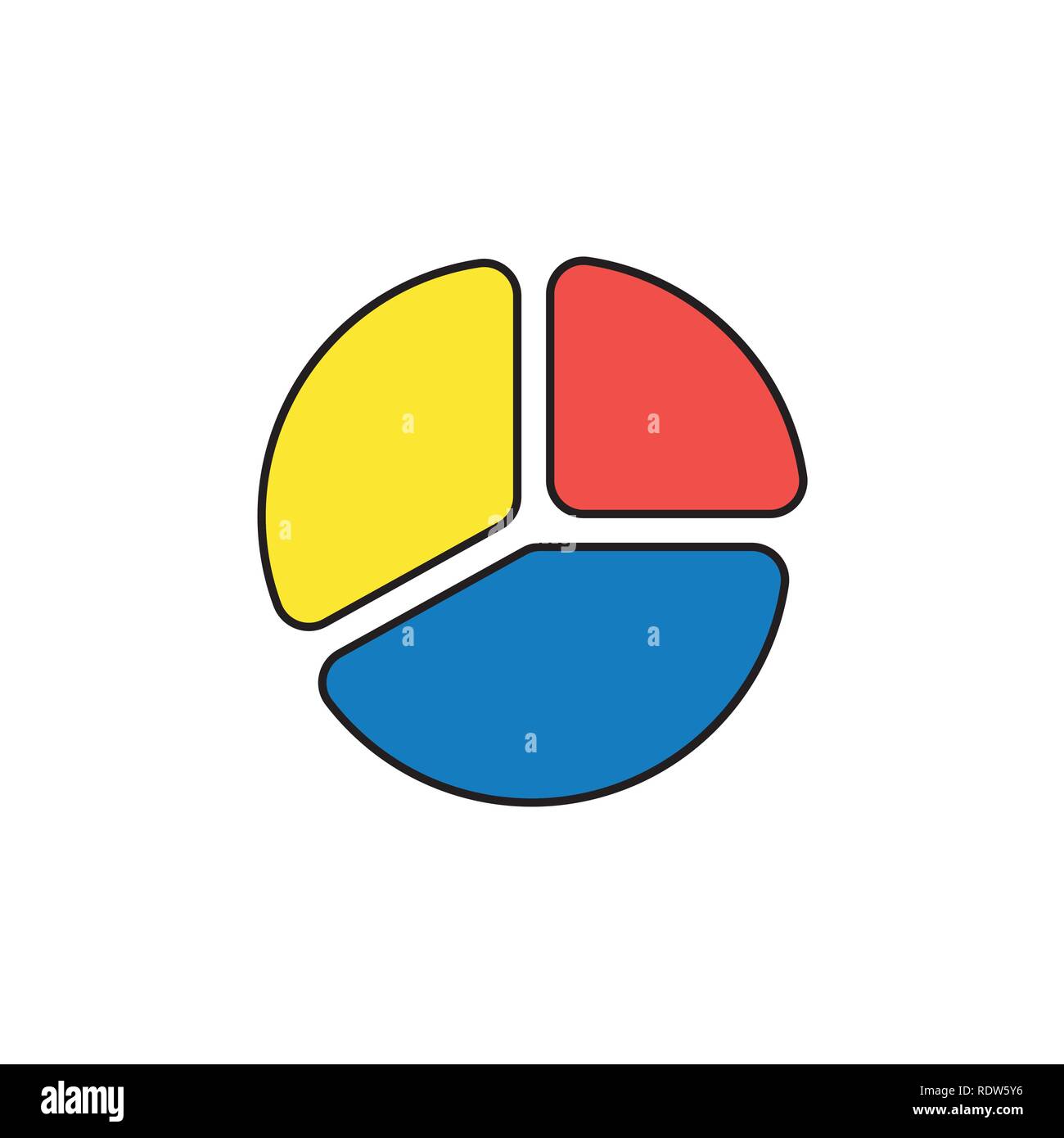 Vector illustration icon concept of three parts diagram. Colored and ...