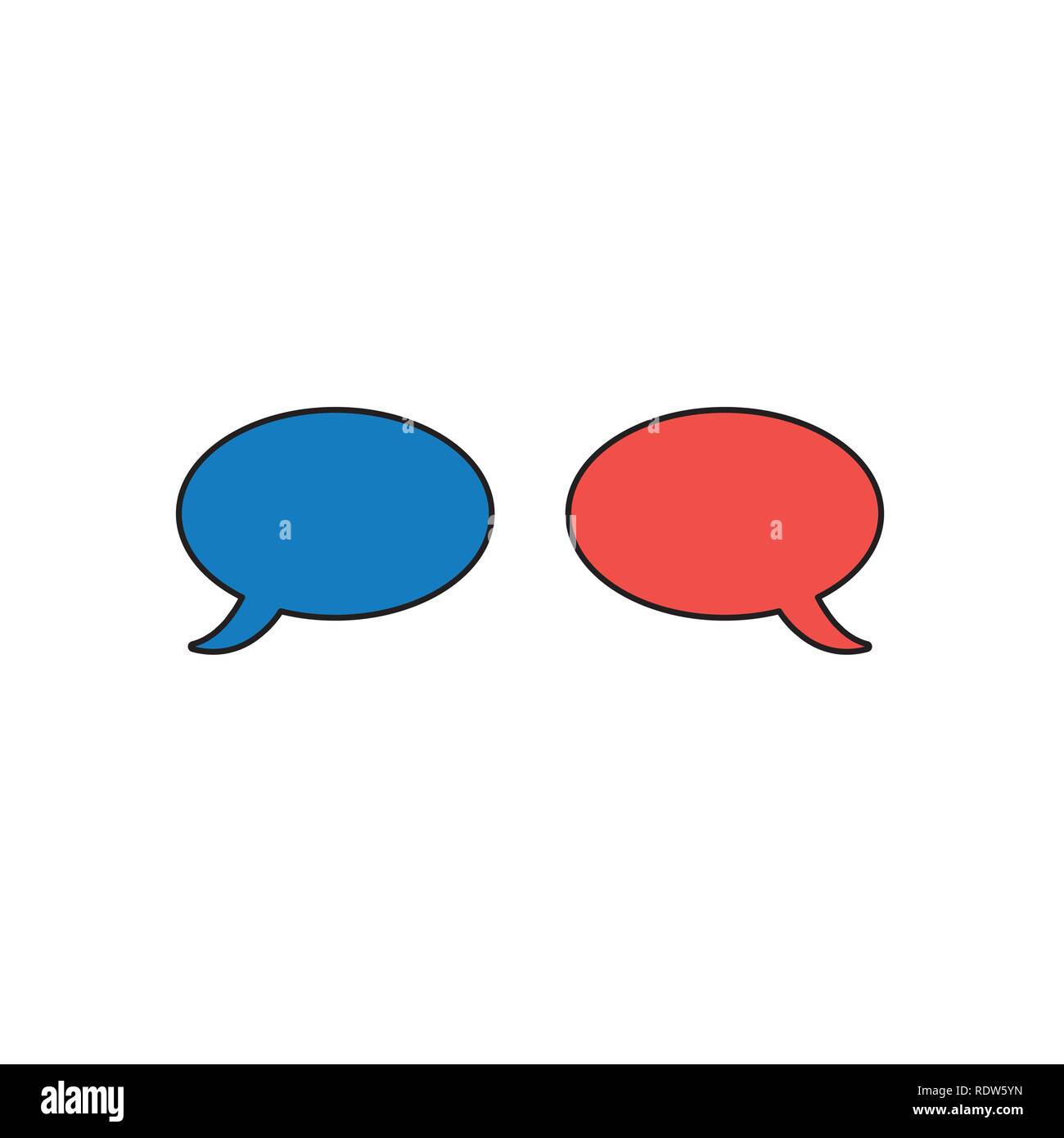 Vector illustration icon concept of two speech bubbles. Colored and ...