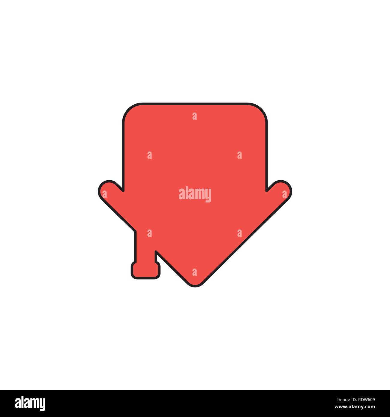 Vector illustration icon concept of house arrow down. Colored and black ...