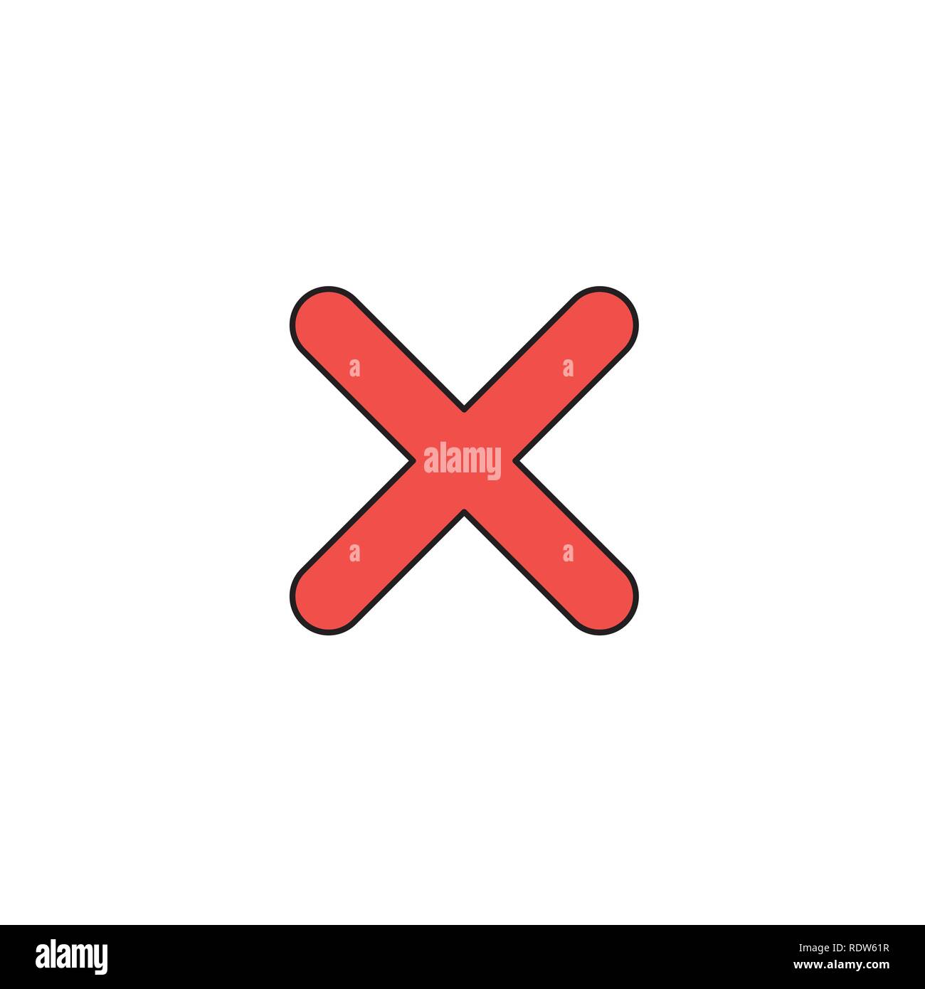 Vector illustration icon concept of x mark. Colored and black outlines ...