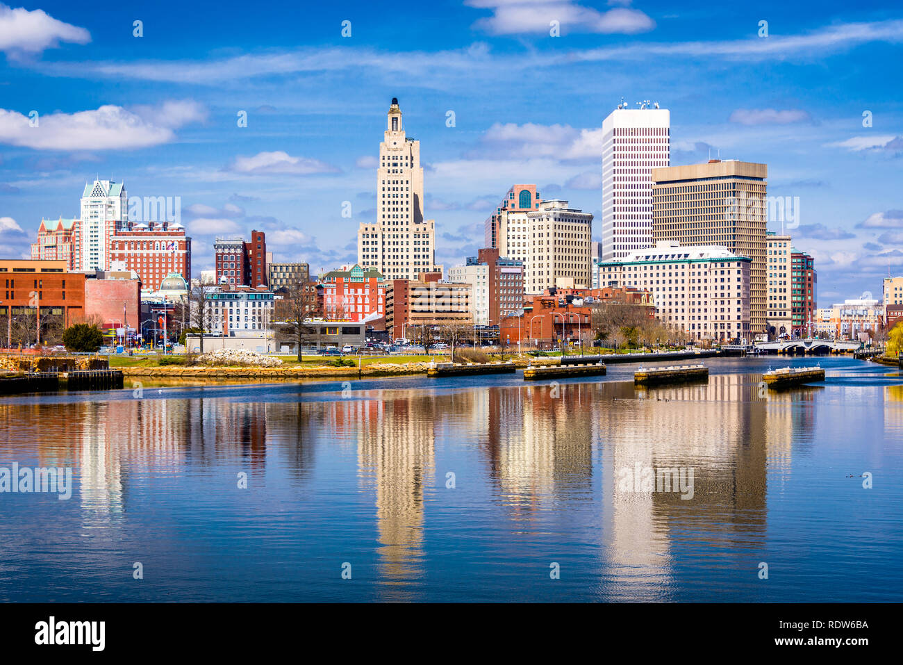 Providence, Rhode Island, USA downtown skyline on the river Stock Photo ...