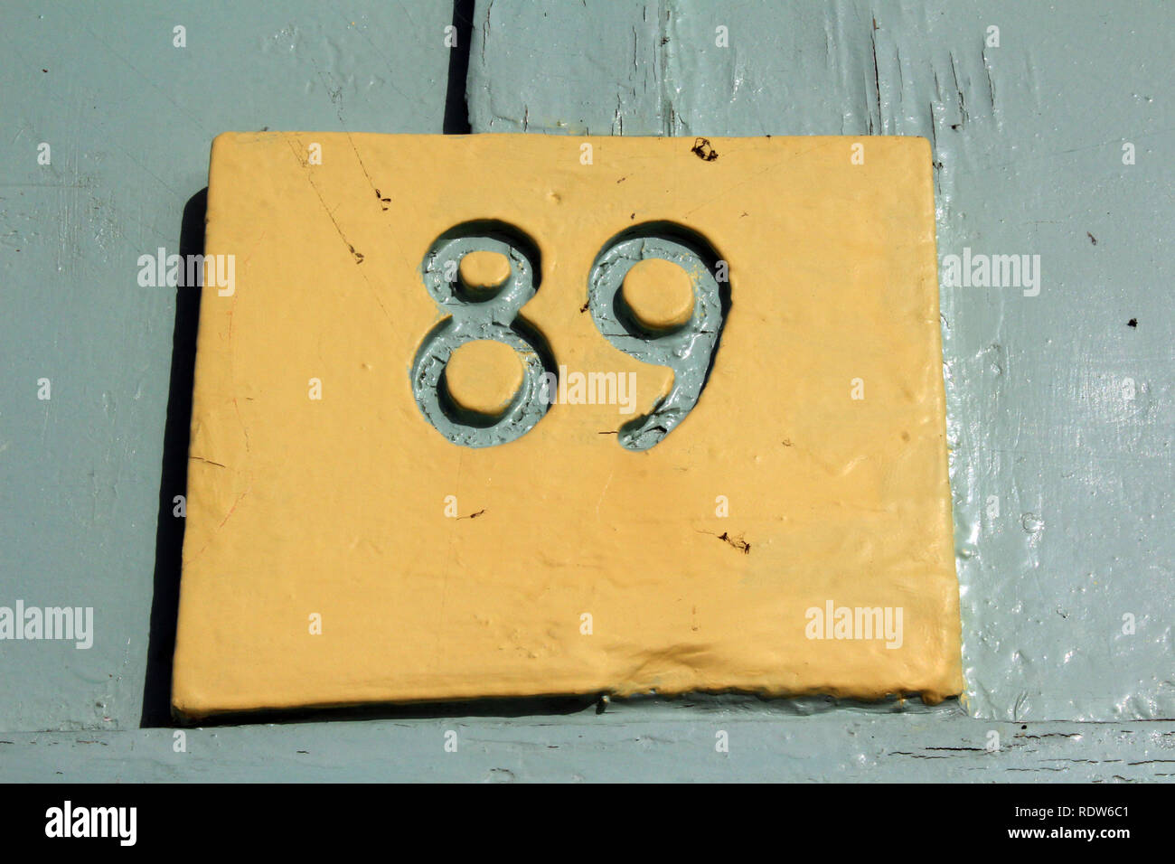 Number 89 sign in wooden hut Brighton & Hove, England, close-up Stock ...