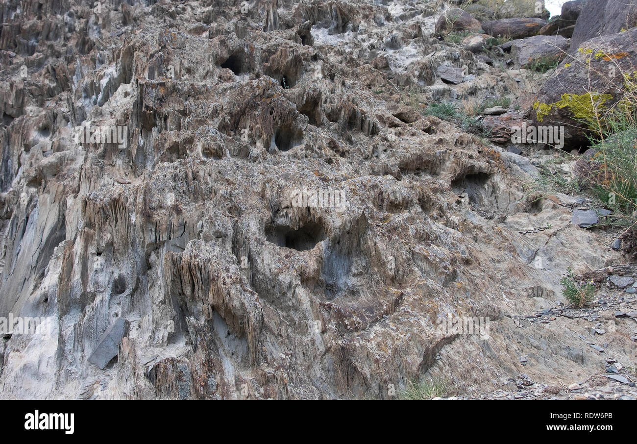 Aeolian erosion. The destruction of rocks by action of wind Stock Photo ...