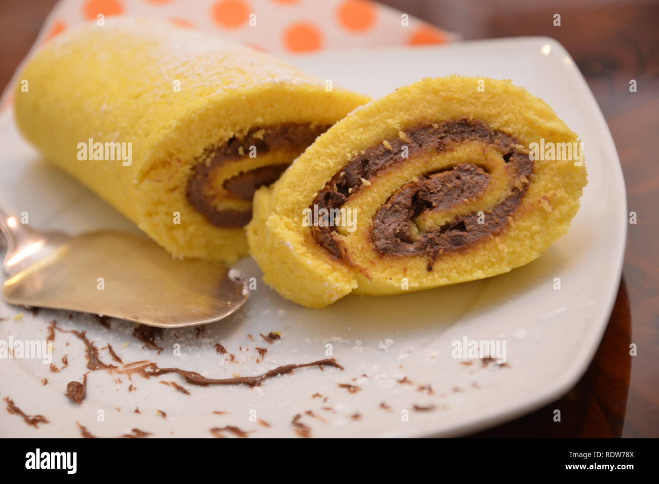 roller chocolate dessert Stock Photo - Alamy