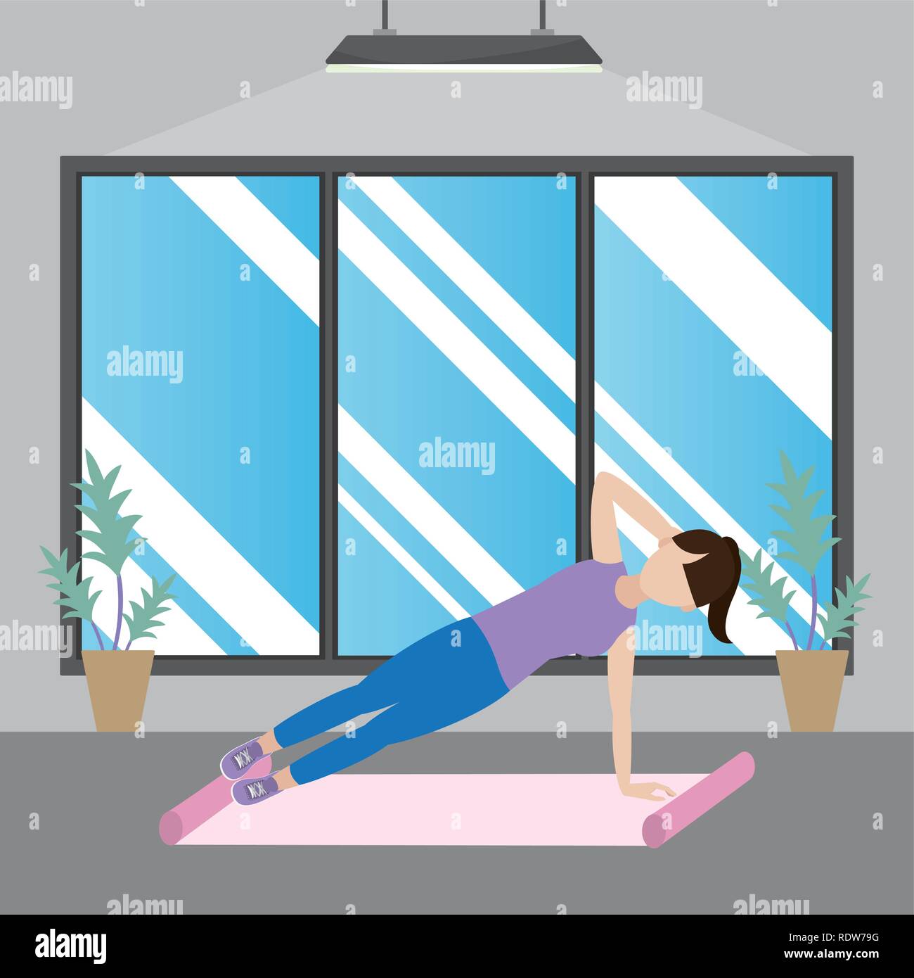 Attractive fit young woman stretching Stock Vector Images - Alamy
