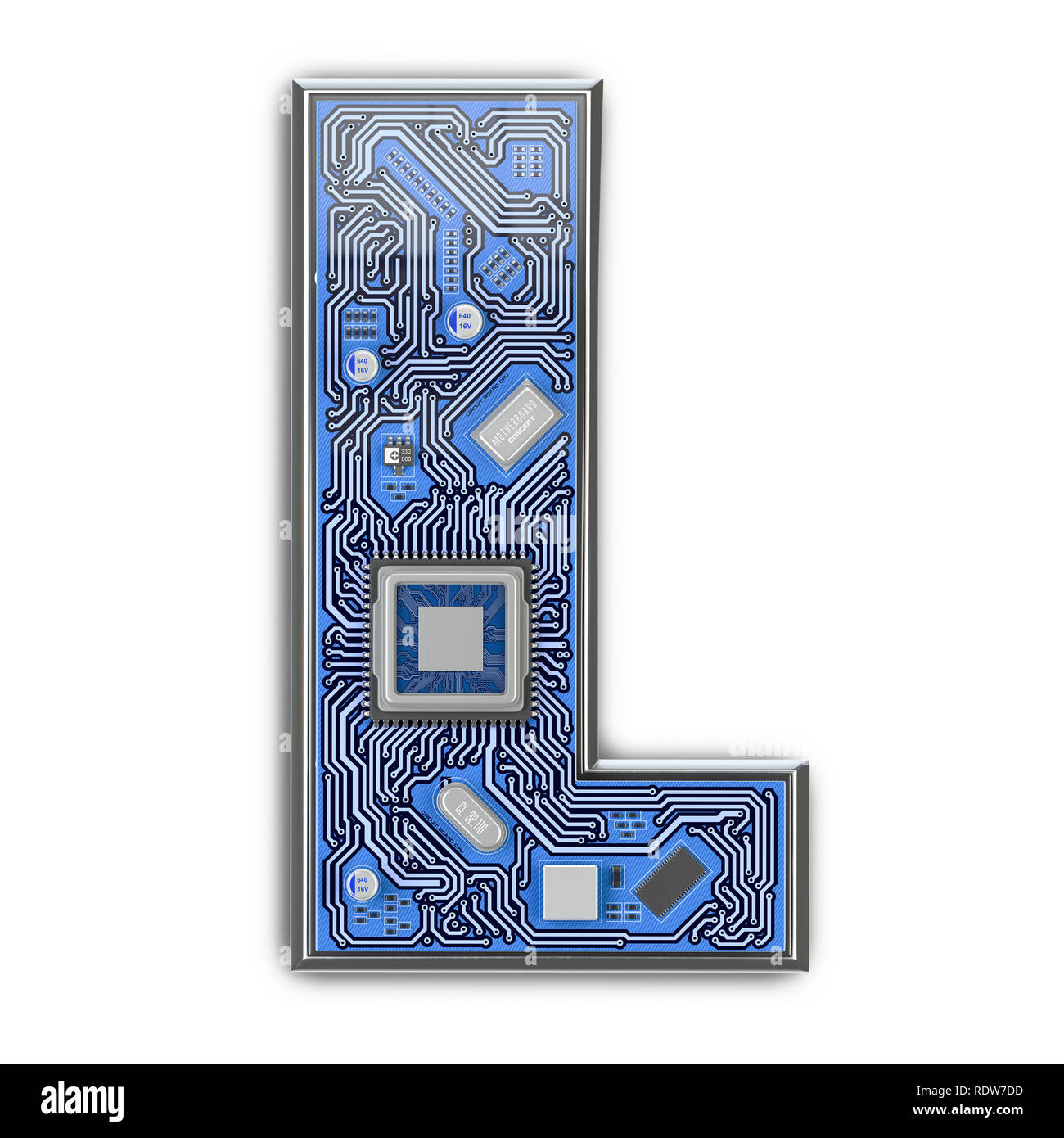 Letter L. Alphabet in circuit board style. Digital hi-tech letter ...