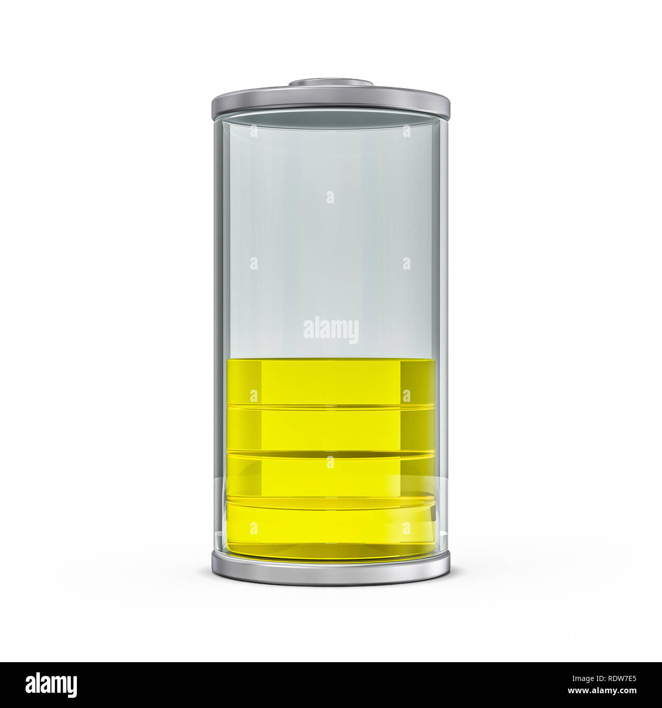 Battery icon with yellow charge indicator. 3D rendering Stock Photo - Alamy