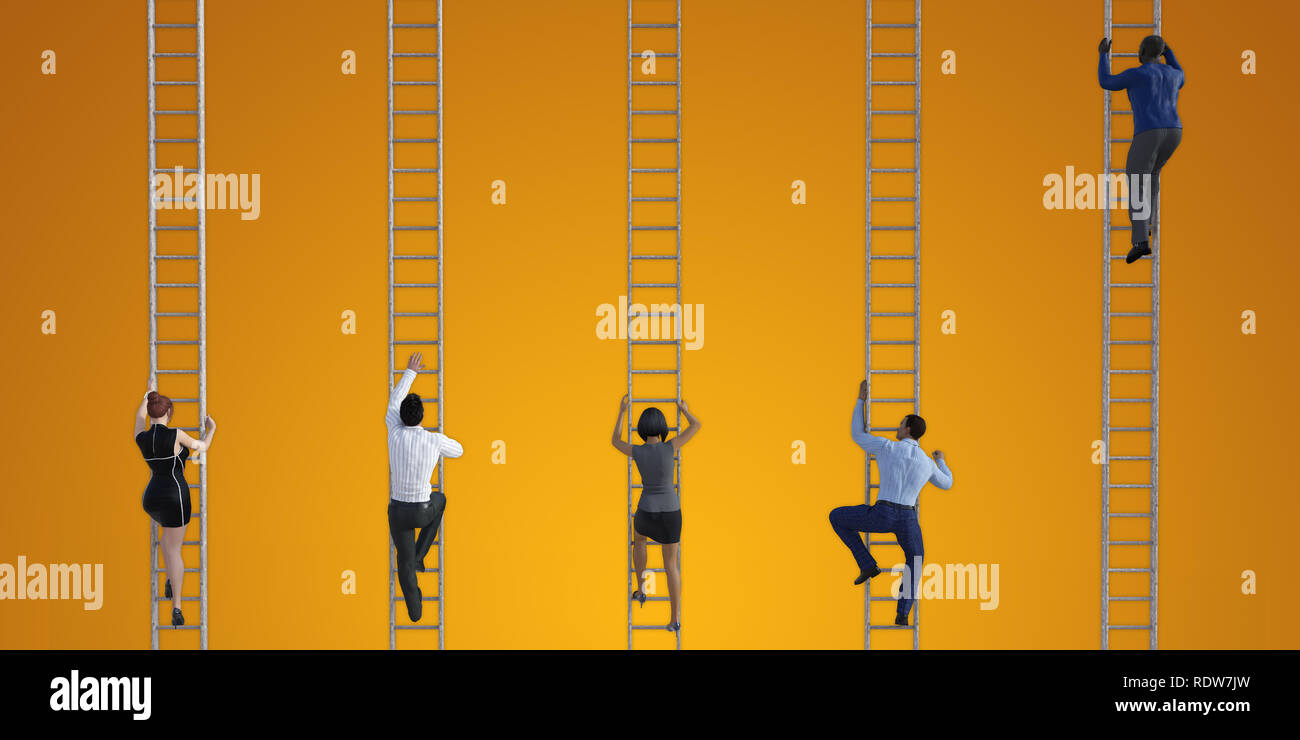 Women climbing ladders hi-res stock photography and images - Alamy