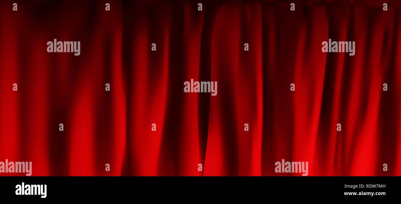 Realistic colorful red velvet curtain folded. Option curtain at home in ...
