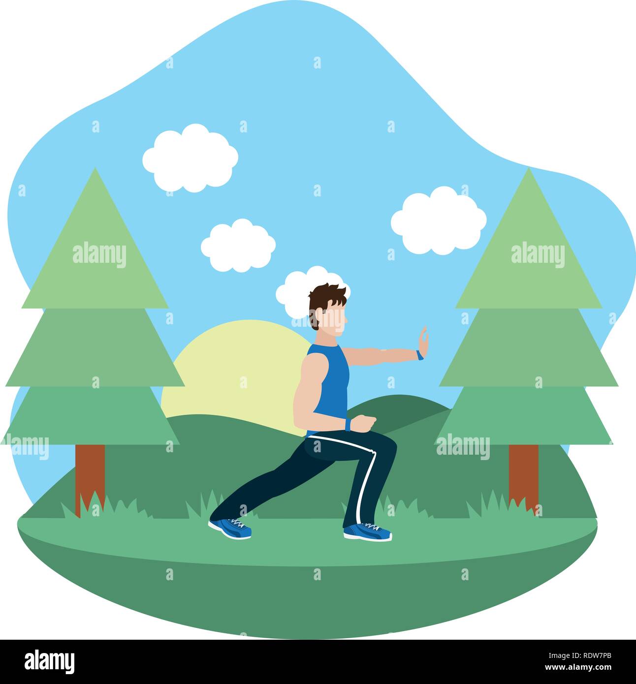 Man doing exercise park Stock Vector Images - Alamy
