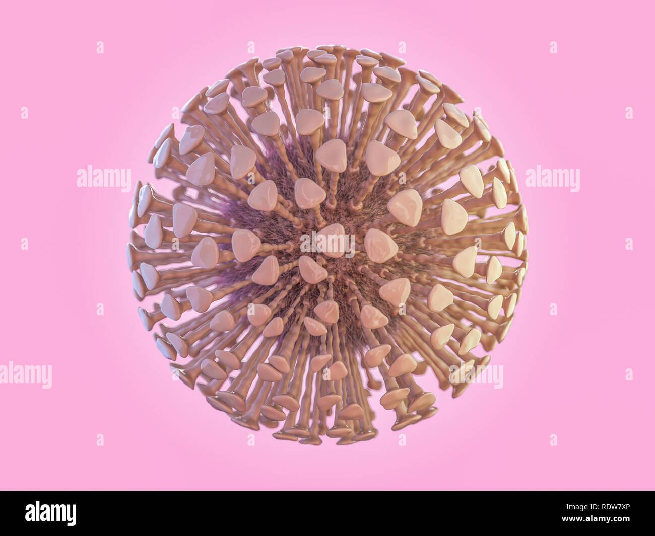 The virus in the body in the macro scale on background. 3D rendering ...
