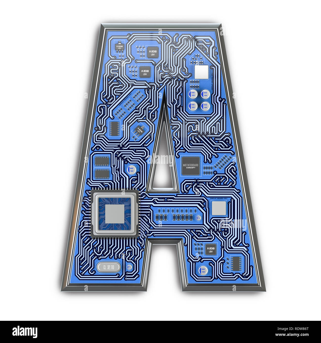 Letter A. Alphabet in circuit board style. Digital hi-tech letter ...