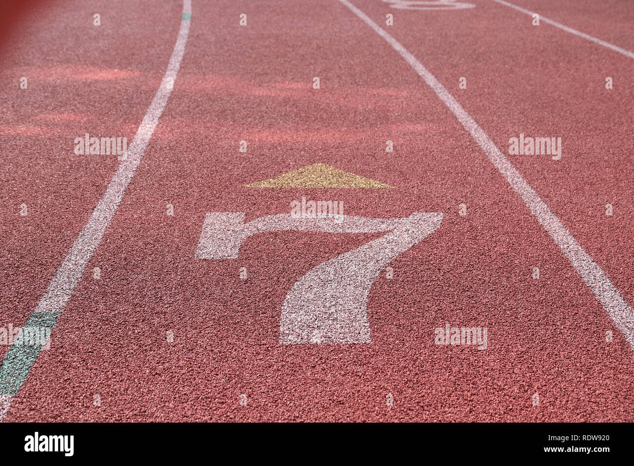 Track and Filed Race Course Lane 7 on the curve Stock Photo - Alamy