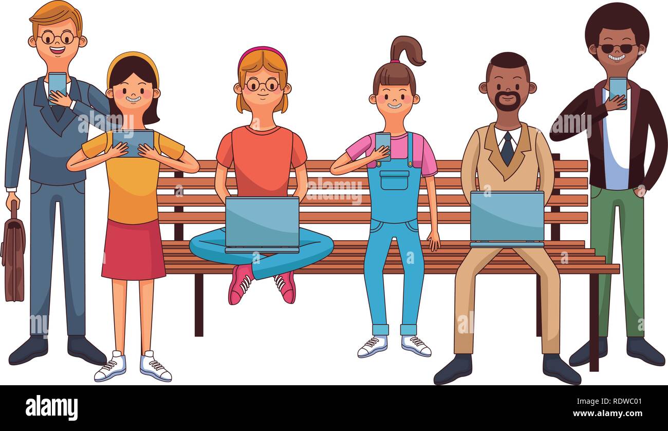 Group bench Stock Vector Images - Alamy