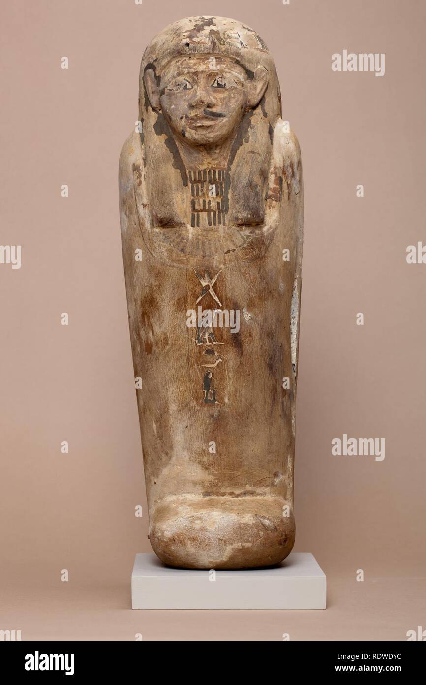 Anthropoid-coffin-form canopic container inscribed with the name of ...