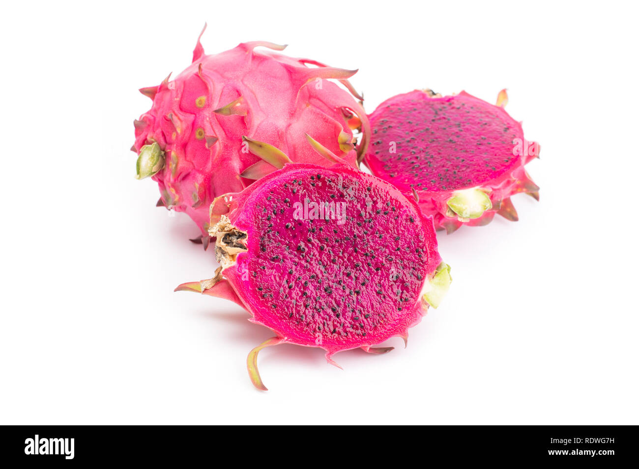 ripe pitahaya fruit isolated on white background Stock Photo - Alamy