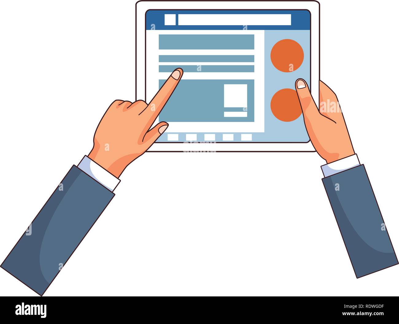 Hands touching digital tablet Stock Vector Images - Alamy