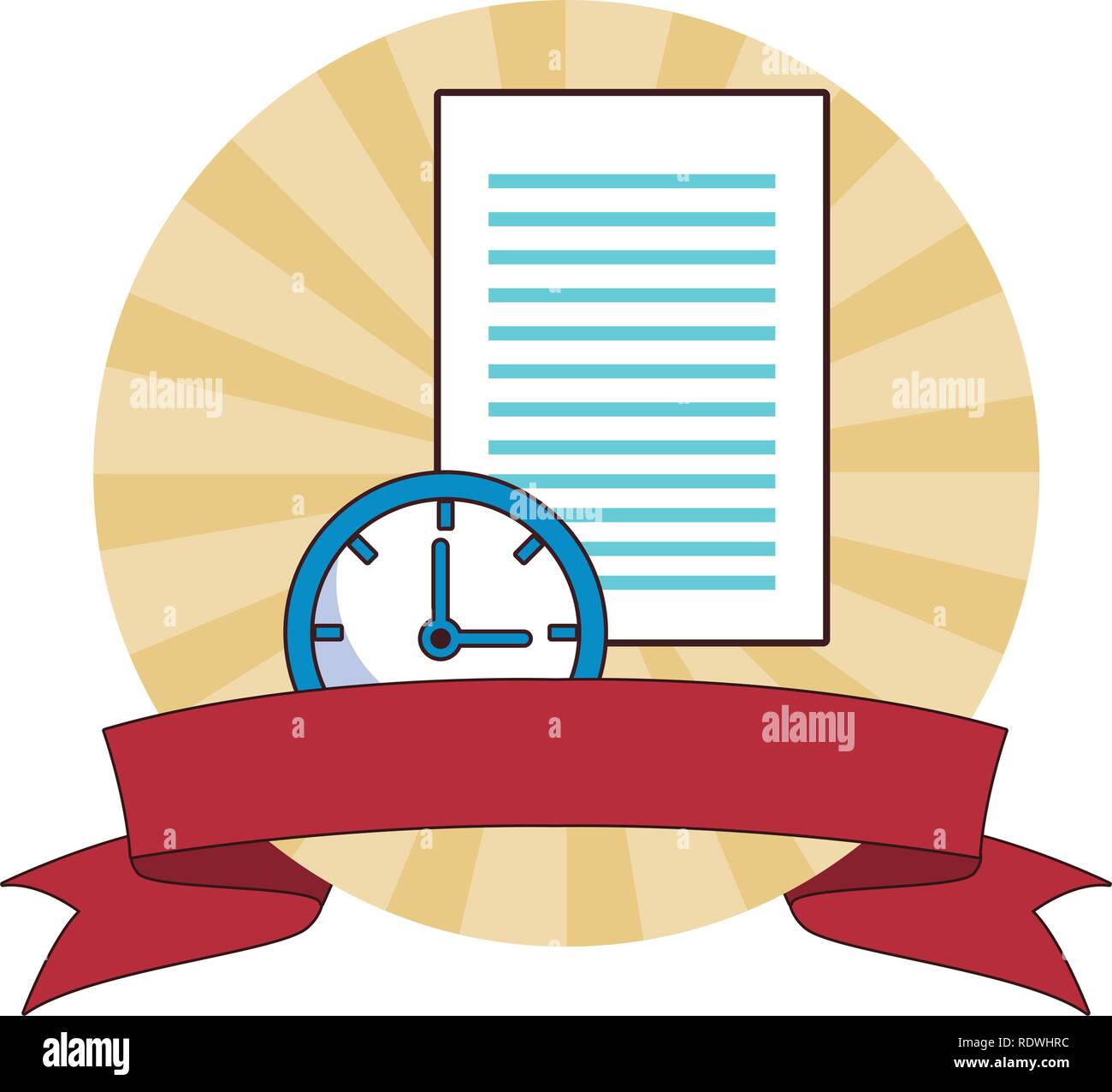 clock with paper sheet Stock Vector Image & Art - Alamy