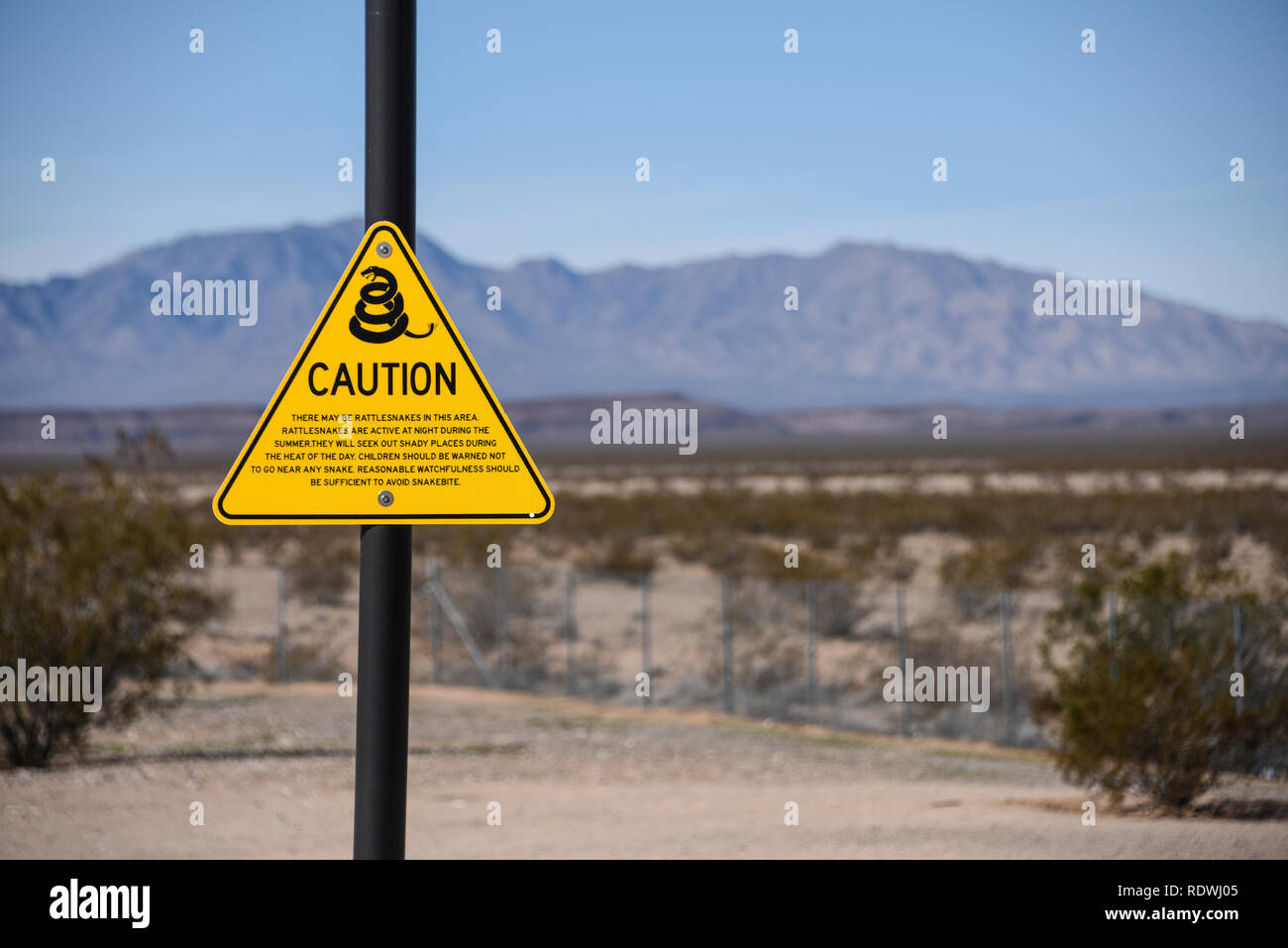 Rattlesnake Area warning signs at rest stop along interstate in ...