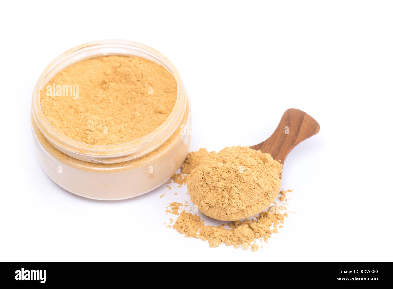 Artocarpus lacucha or Monkey jack powder on wooden spoon isolated on ...