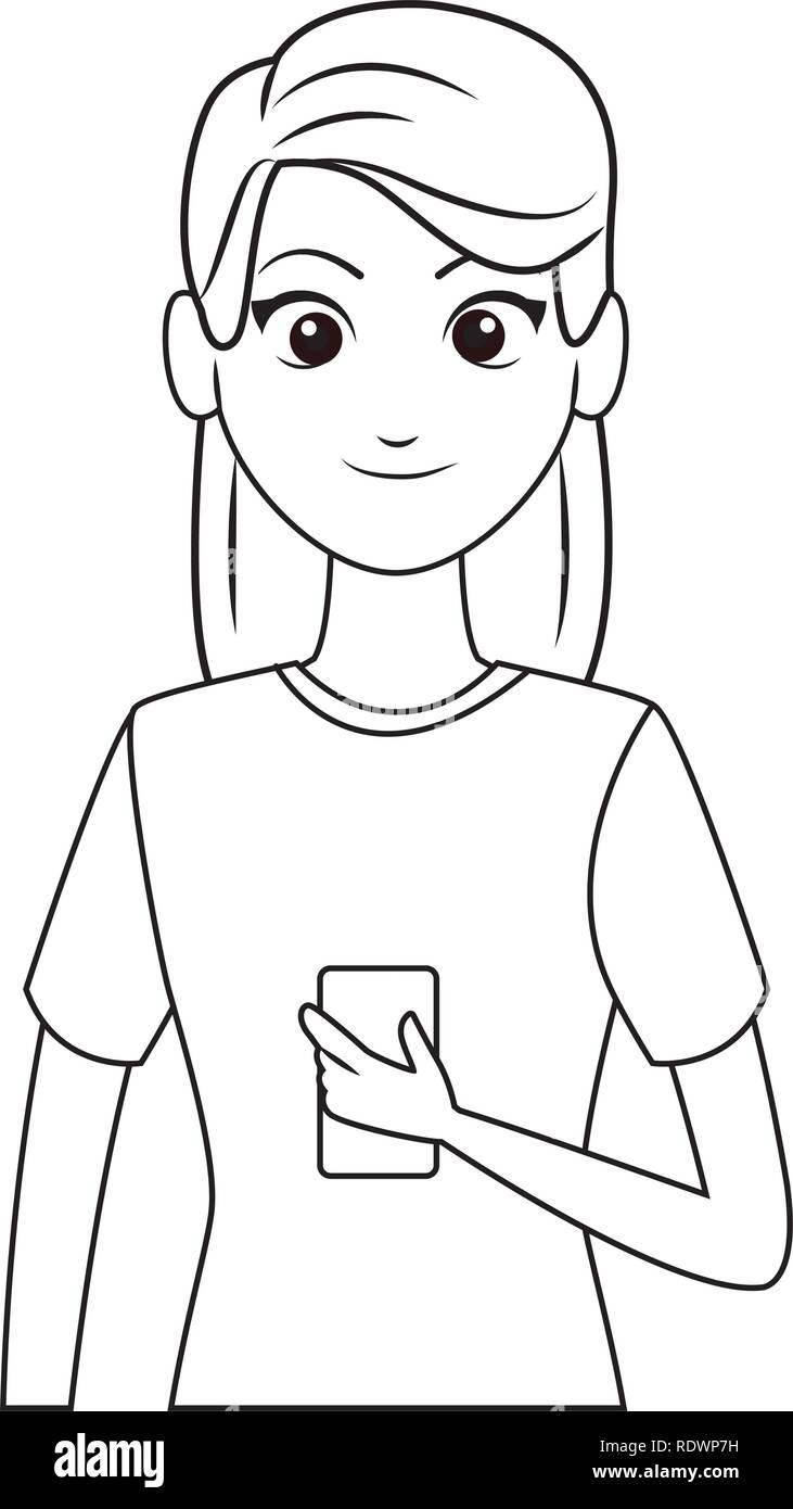 young woman chatting cartoon Stock Vector Image & Art - Alamy