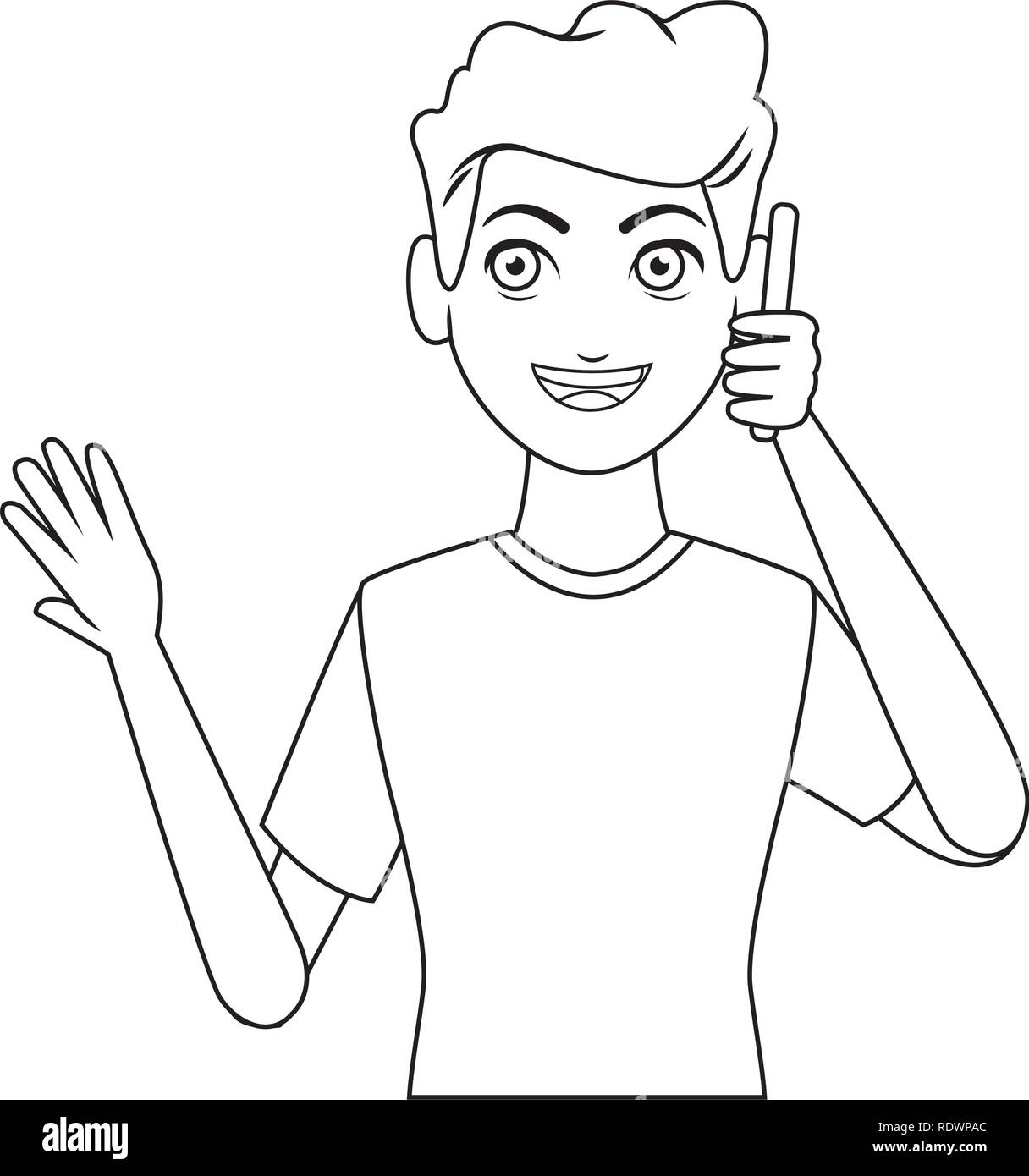 Communication joy young man Black and White Stock Photos & Images - Alamy