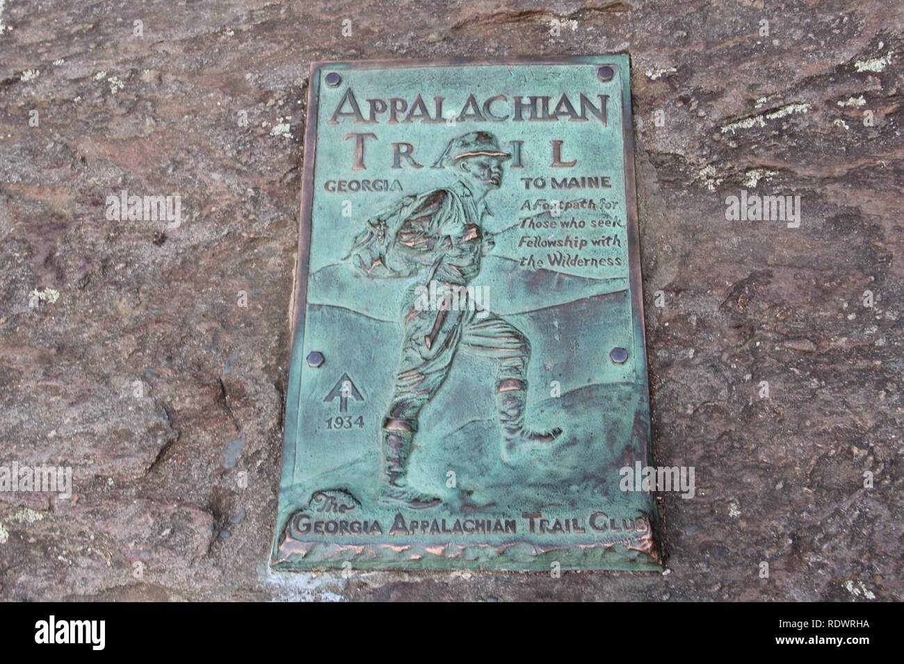 Appalachian Trail plaque Springer Mountain Stock Photo - Alamy