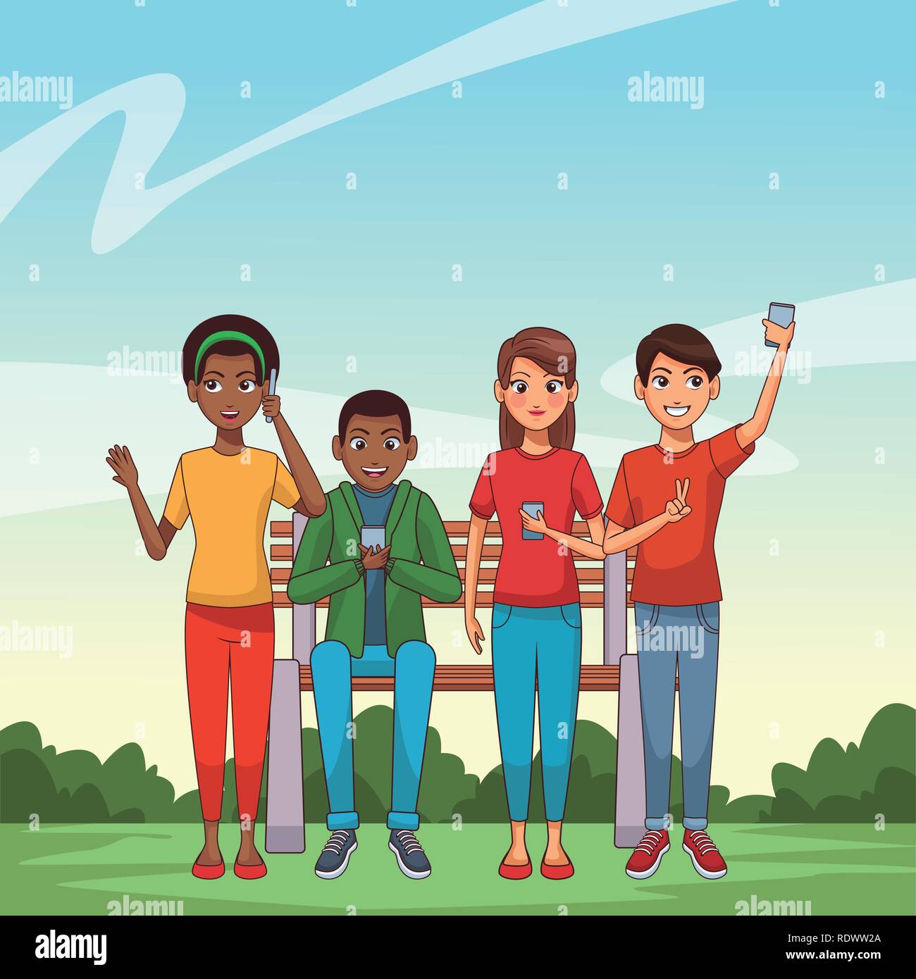 group of friends cartoon Stock Vector Image & Art - Alamy