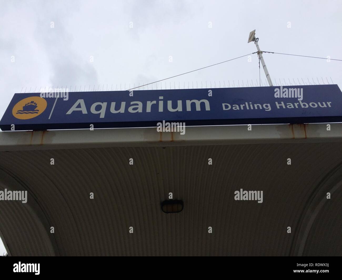 Aquarium Wharf Sign Stock Photo - Alamy