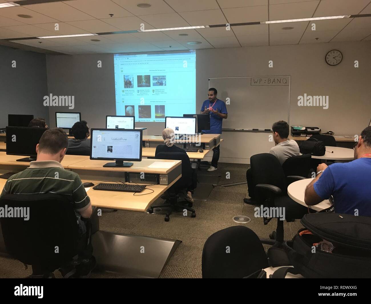 Arabic Wikipedia workshop during Wikimania 2017 at Banq 5 Stock Photo ...