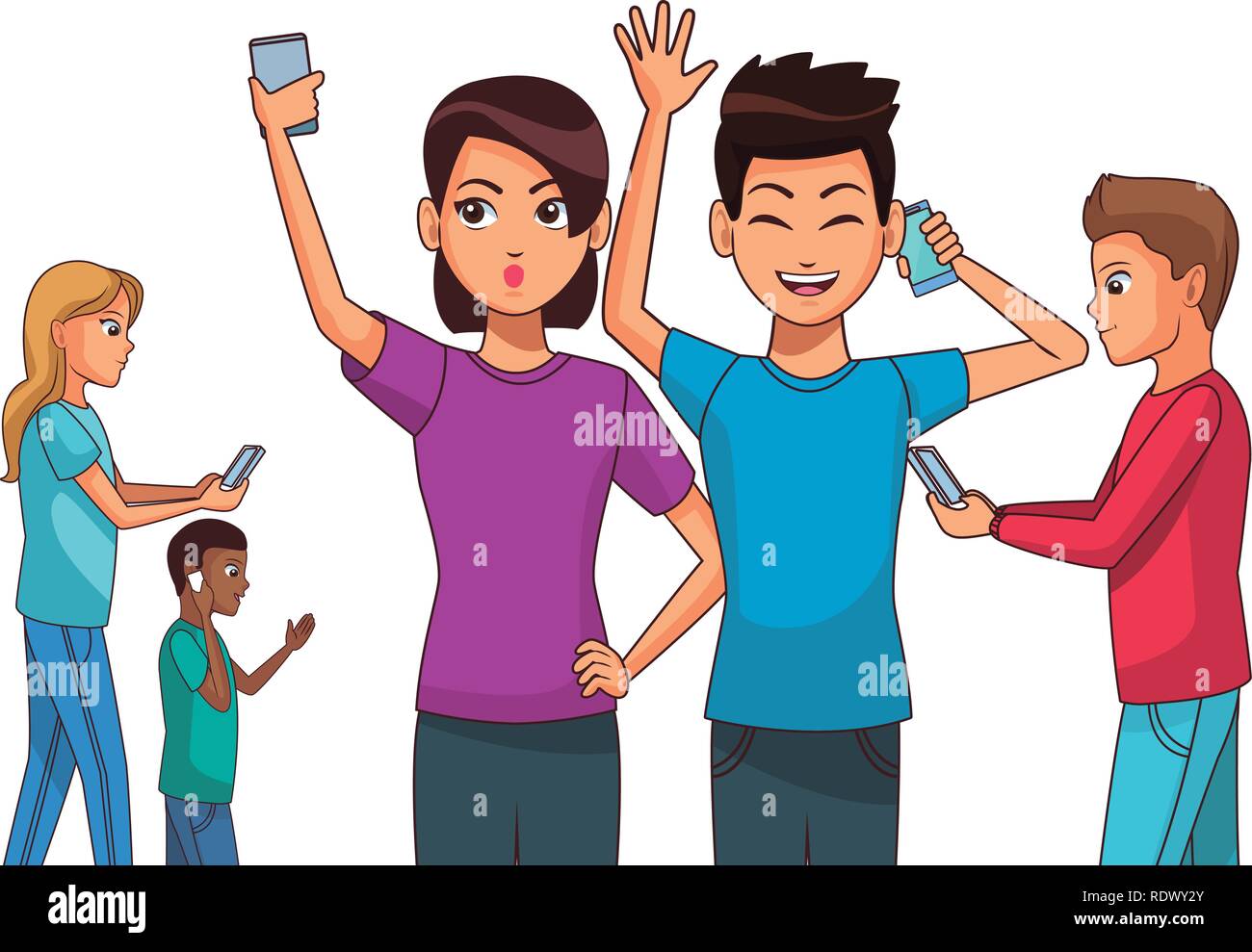 Calling family friends Stock Vector Images - Alamy