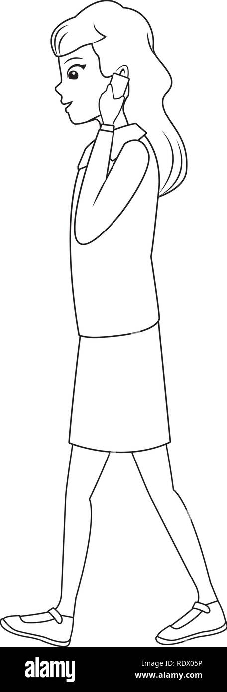 young woman calling cartoon Stock Vector Image & Art - Alamy