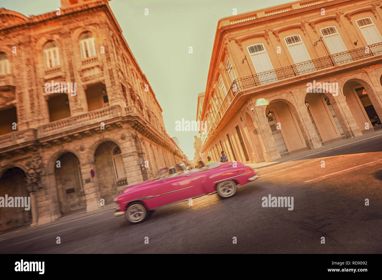 Street scene with old car in Havana,Cuba Stock Photo - Alamy