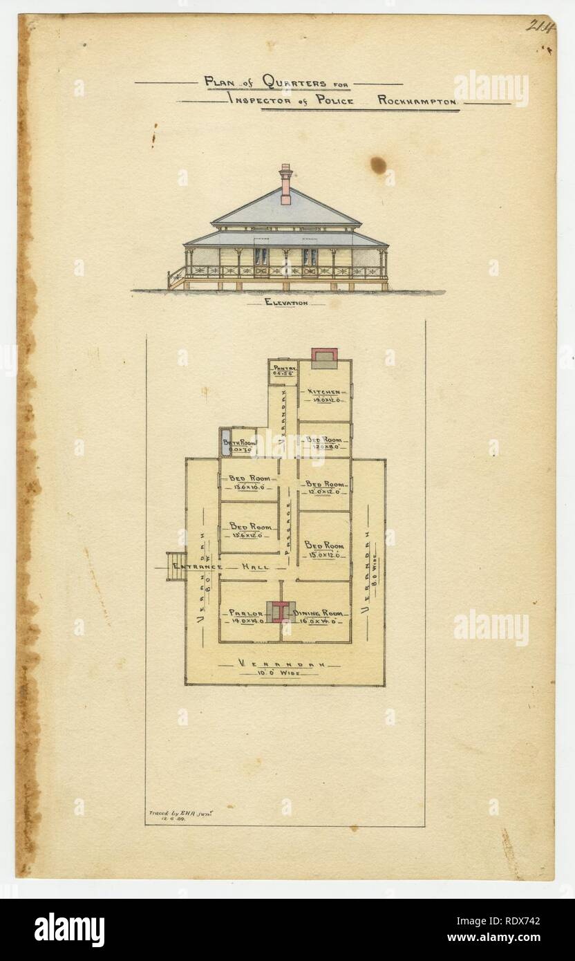 Architectural drawing of the Quarters for Inspectors of Police ...