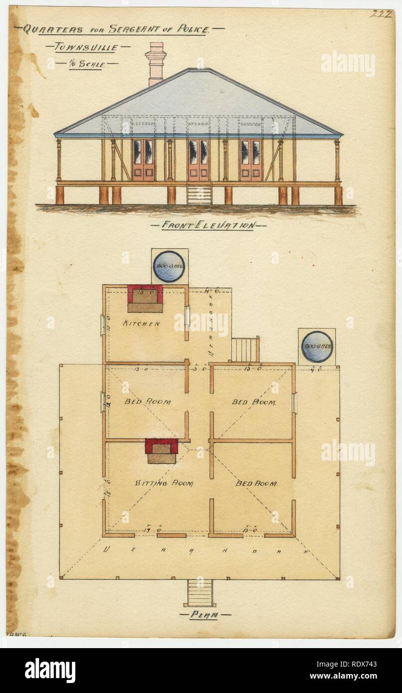 Architectural drawing of the Quarters for Sergeant of Police ...