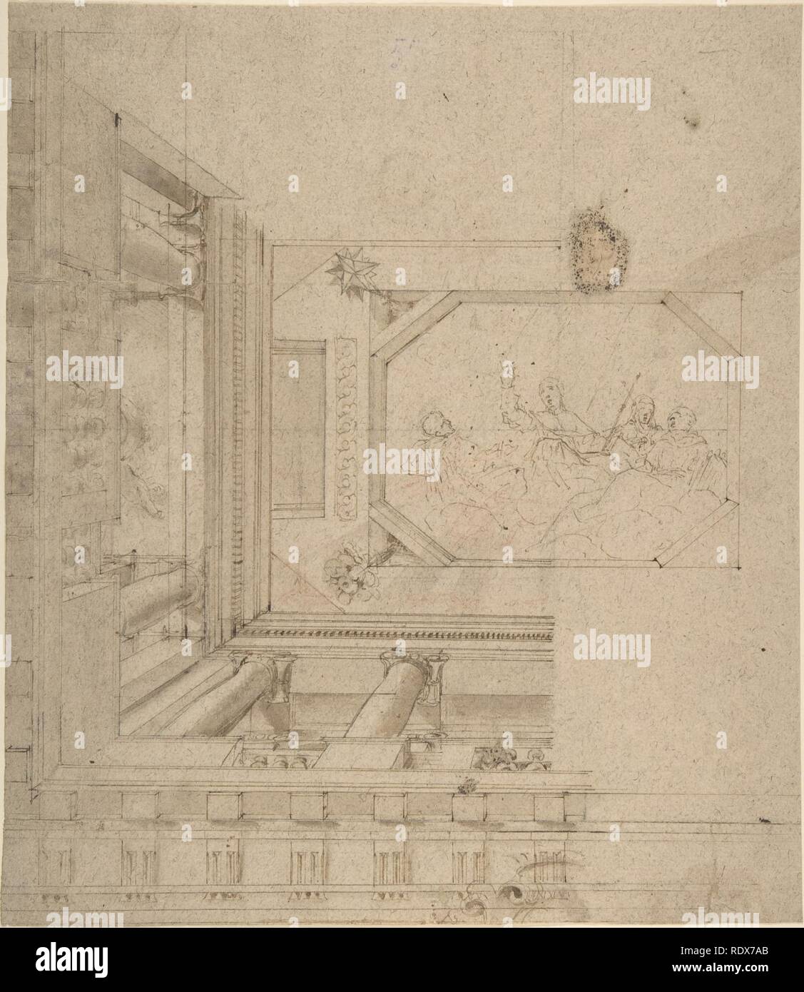 Architectural Elevation, Part of a Ceiling and Balustrade Stock Photo ...